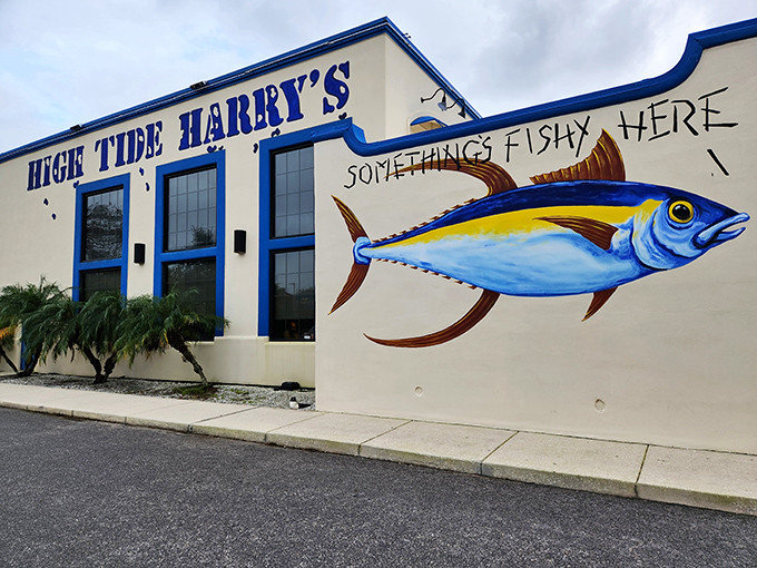 That giant fish mural isn't just art &ndash; it's a menu preview painted in technicolor glory.