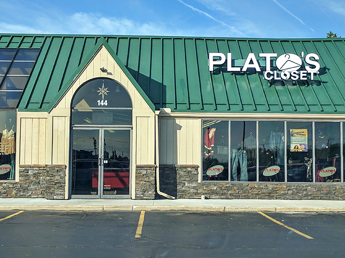 Plato's Closet's distinctive green roof signals the promised land of teen and young adult fashion finds.