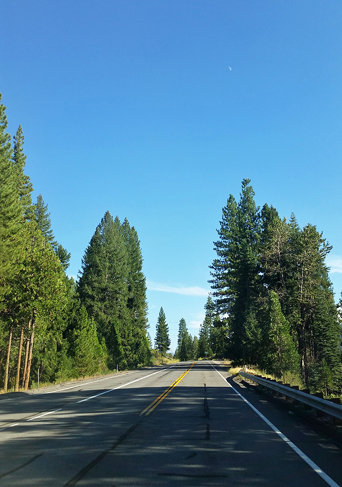 Quincy's main street glows at dusk, when the mountain town transitions from daytime charm to evening tranquility.