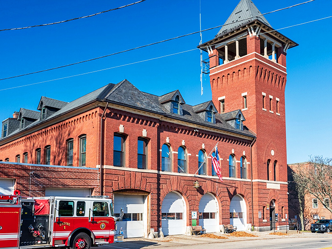 Firefighting history with fiscal sense! Southbridge's brick station stands tall in a town where budgets don't go up in flames.