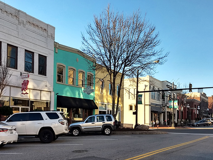 Anderson's colorful storefronts create a welcoming Main Street vibe. Those buildings have hosted more local businesses than a chamber of commerce directory!