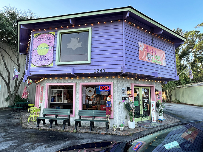 The string lights and vibrant colors at Annie's aren't just Instagram bait - they're celebrating the joy of donuts made minutes ago.