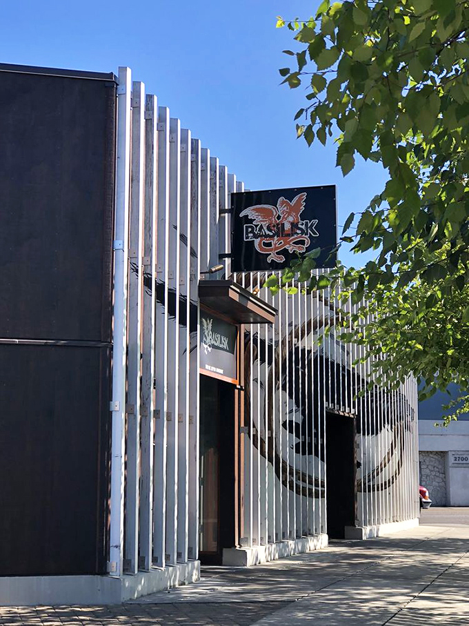 Sunlight plays across Basilisk's architectural slats, drawing in Portland's food enthusiasts for chicken that's anything but basic.