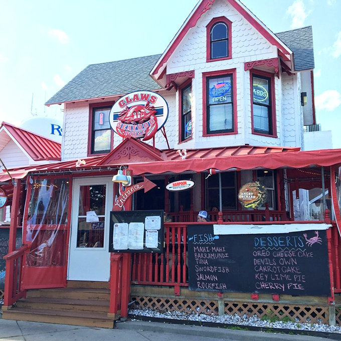 Claws' white and red facade feels like a seaside cottage where seafood dreams come true.