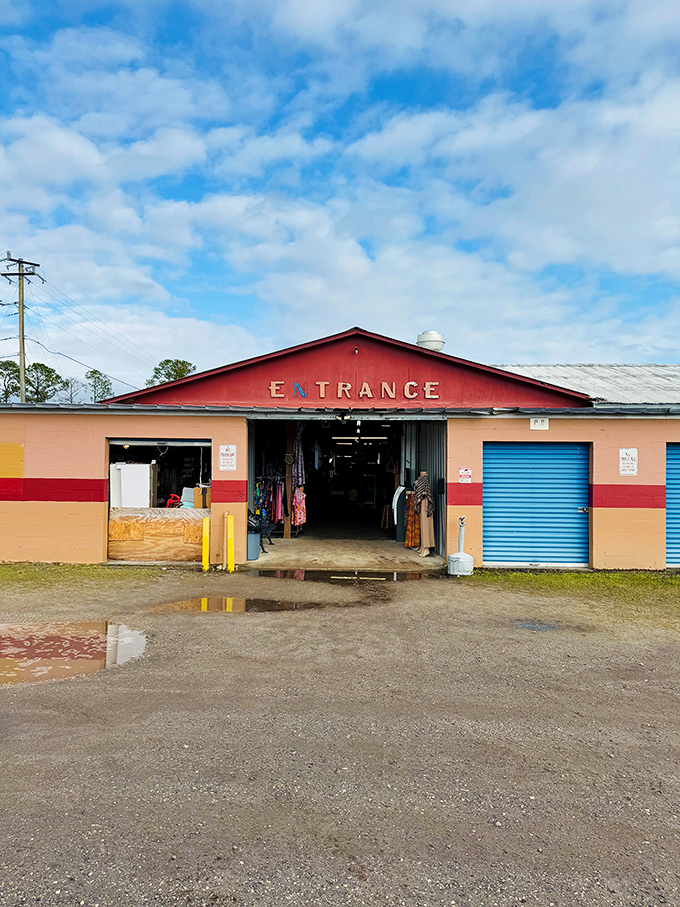 Pecan Park Flea & Farmers Market's entrance promises adventures inside, where Florida's famous gators might be just one attraction.