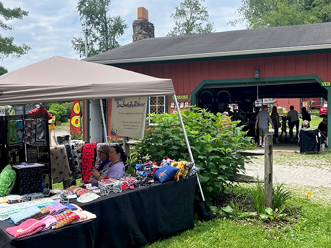 This pastoral setting makes shopping feel like a peaceful countryside retreat rather than commercial hunting.