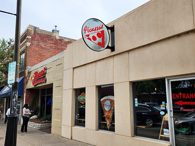 The simple exterior of Picasso's belies the creative pizza canvases within. Every slice is a work of art!