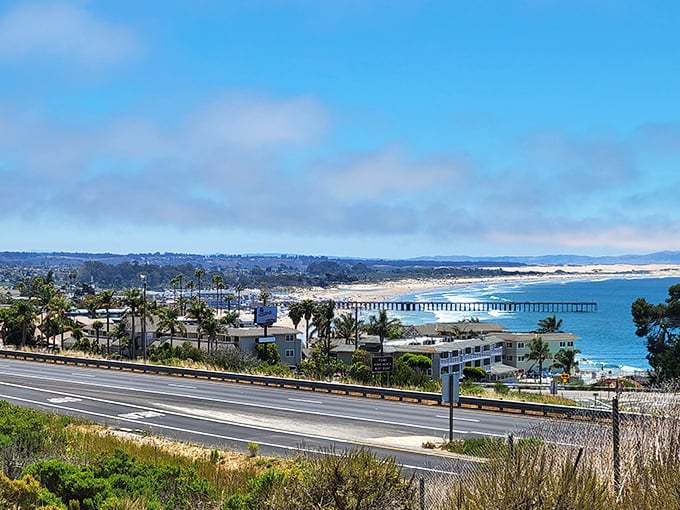 The sweeping coastline of Pismo Beach stretches endlessly, where surfers and dreamers find their perfect wave of tranquility.