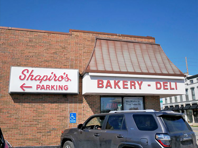 Follow the arrow to sandwich heaven! Shapiro's bakery-deli combo promises the perfect marriage of fresh bread and piled-high meats under that signature copper awning.
