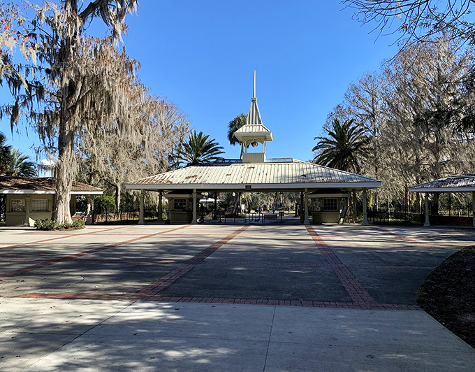 This pavilion stands ready for concerts and gatherings like a community living room under the Florida sky.