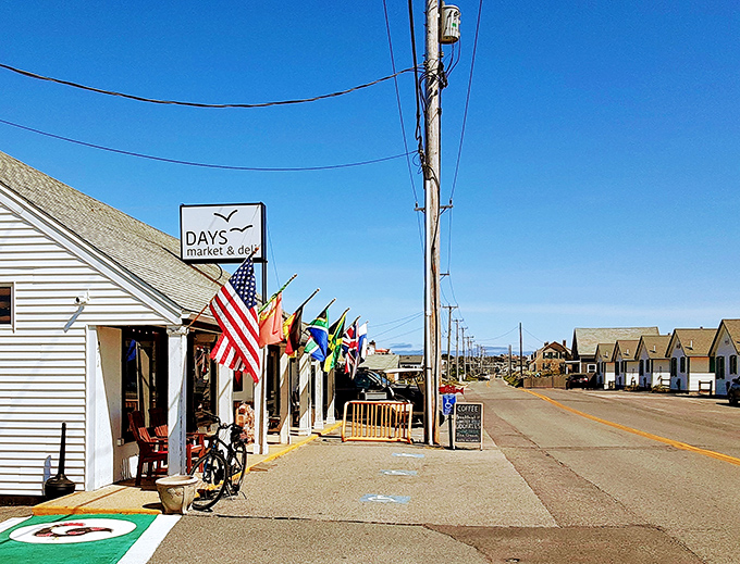Small-town charm meets maritime flags - where every day feels like a seaside festival celebration.
