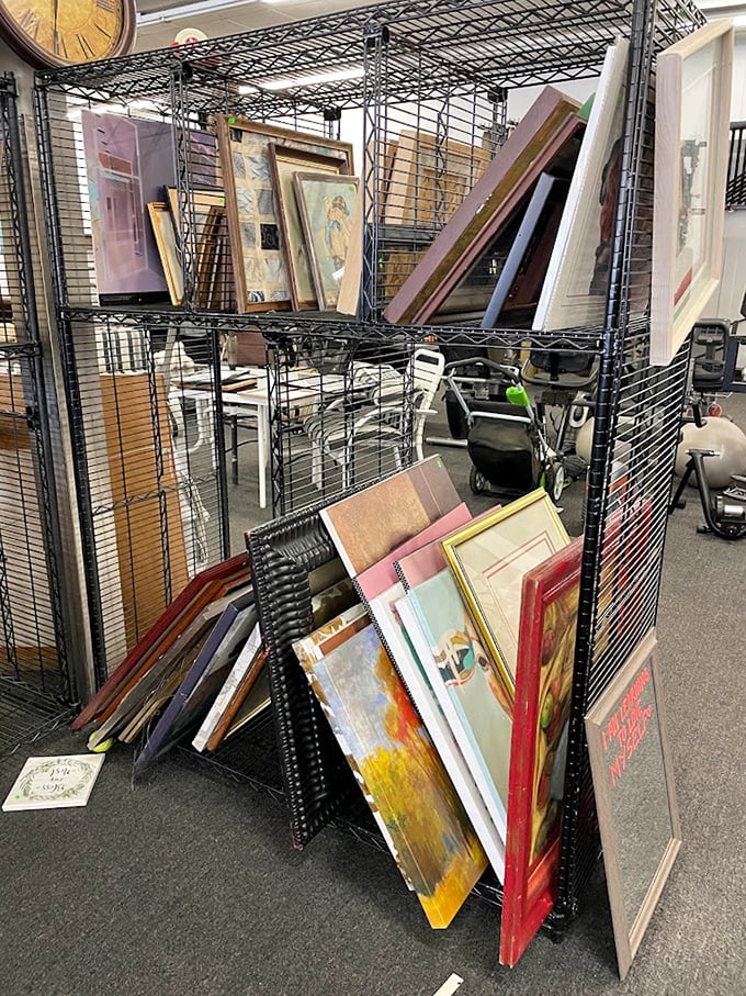 An art lover's treasure trove where frames outnumber canvases, and someone's discarded landscape could become your living room's conversation piece.