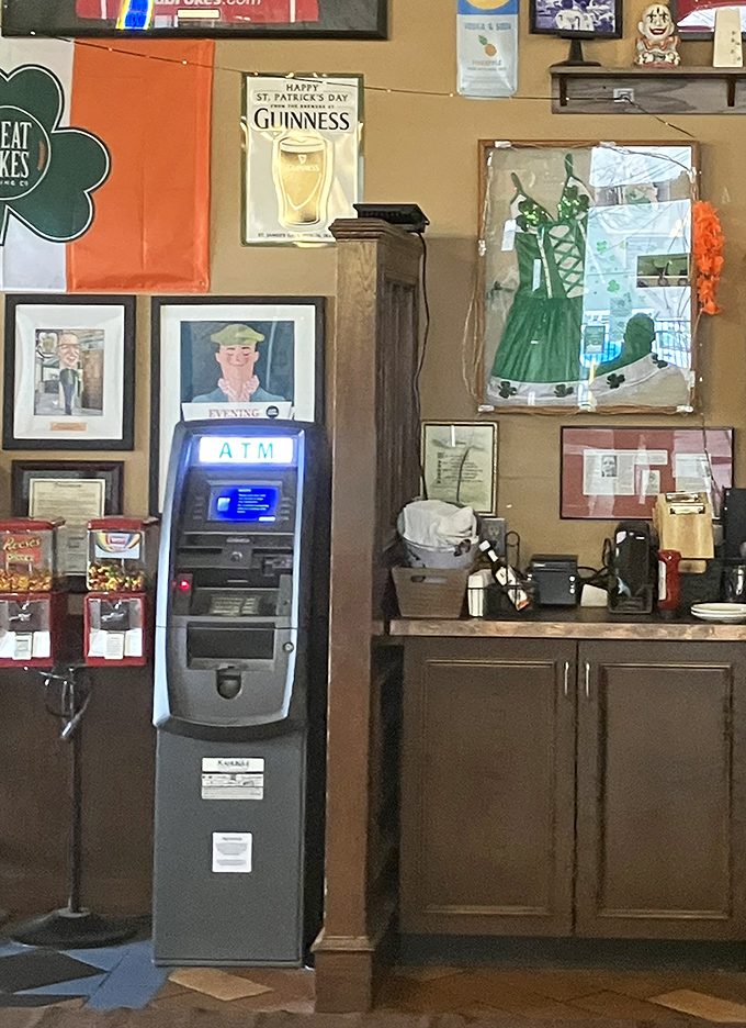 Even the ATM feels like part of the Irish experience, surrounded by shamrocks and memorabilia. Getting cash has never felt so culturally immersive.