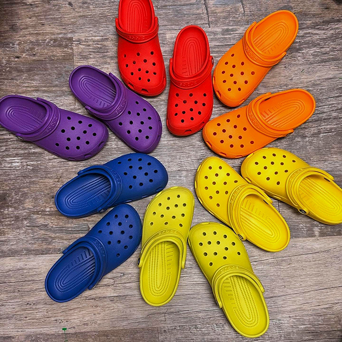 A rainbow coalition of comfortable footwear. These Crocs prove that practical doesn't have to be boring &ndash; just unapologetically colorful.