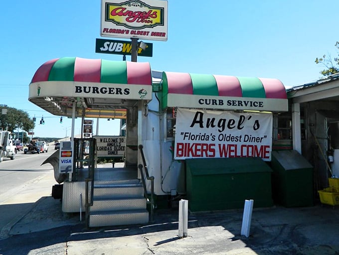 Angel's proudly proclaims its status as "Florida's Oldest Diner" with a colorful awning that's been sheltering hungry patrons for generations.