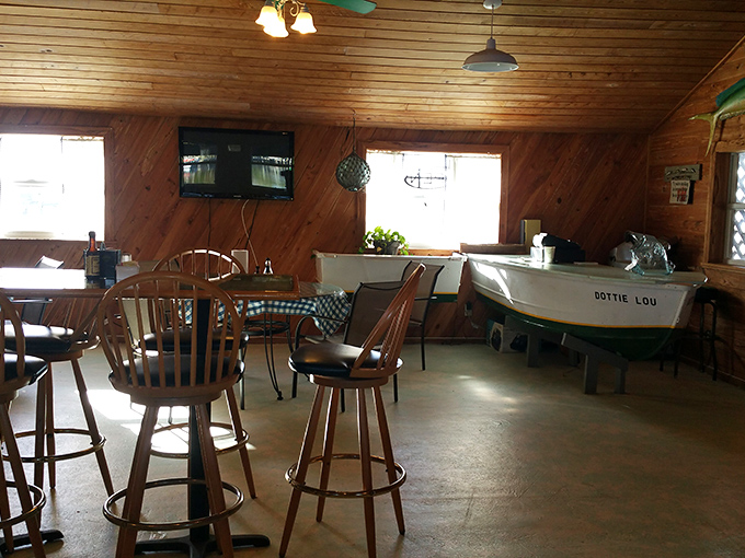 Inside City Seafood, even the boat on display seems to say, "Trust us, we know our seafood." Nautical charm that feels earned, not manufactured.