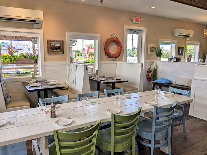 Light-filled dining spaces with coastal colors create the perfect backdrop for seafood feasts that make memories long after vacation ends.