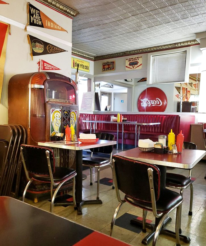 Vintage jukeboxes, pennants, and red vinyl booths create the perfect backdrop for conversations that meander pleasantly between bites of exceptional diner fare.