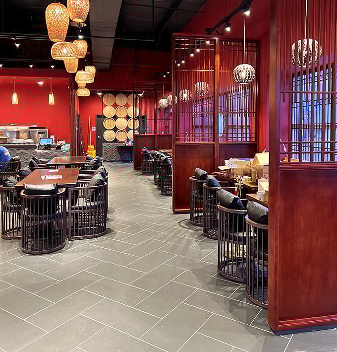 The thoughtful layout creates intimate dining spaces within the larger restaurant &ndash; perfect for both date nights and family gatherings.