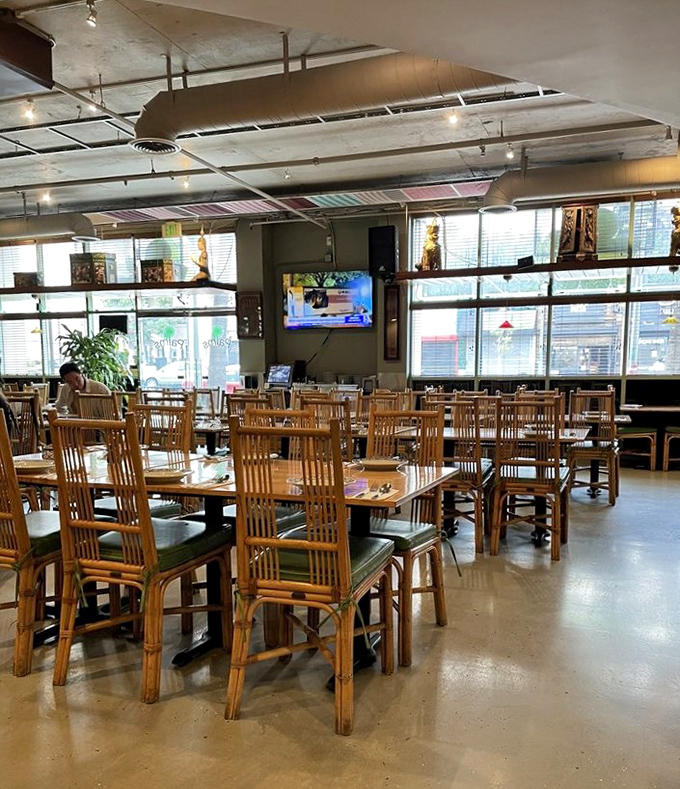 Light streams through windows illuminating tables where memories are made. Empty now, but soon to be filled with the happy chaos of shared meals.