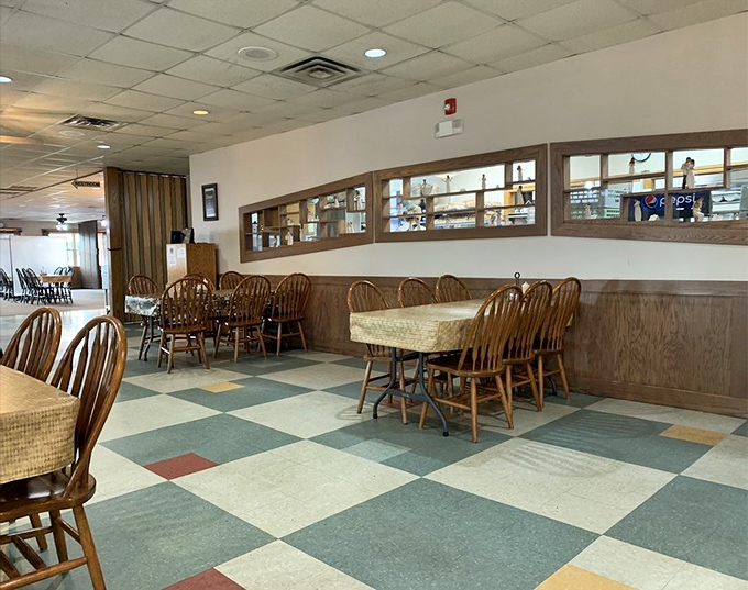Another dining area showcases the restaurant's practical charm &ndash; where calories don't count and conversations flow freely.