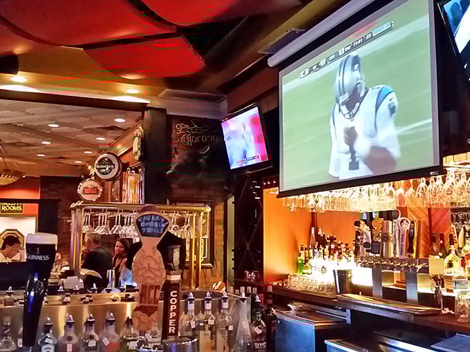 The bar area&mdash;where sports fans and cocktail enthusiasts find common ground in the universal language of "one more, please."