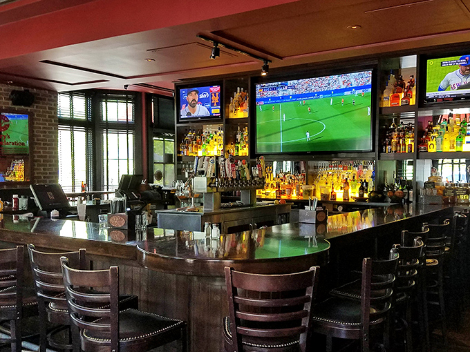 A bar designed for both serious sports watching and serious cocktail appreciation &ndash; multitasking at its finest.