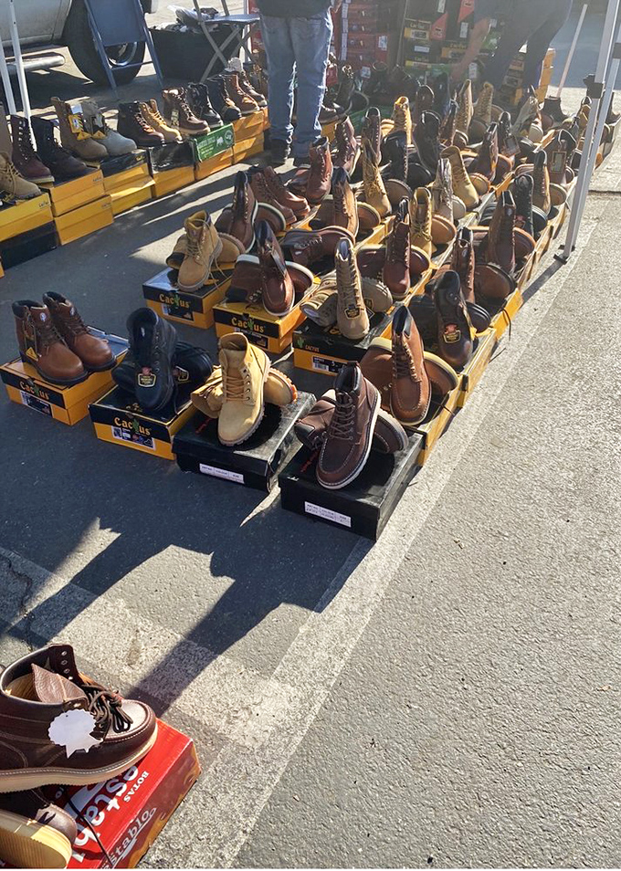 Boot bonanza! These rugged work boots and stylish western footwear are lined up like soldiers ready for their next adventure&mdash;or your closet.