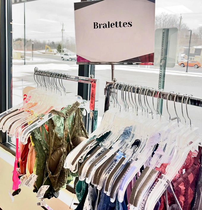 The bralette section: where comfort meets style in a revolutionary alliance. These aren't your mother's undergarments, and that's entirely the point.