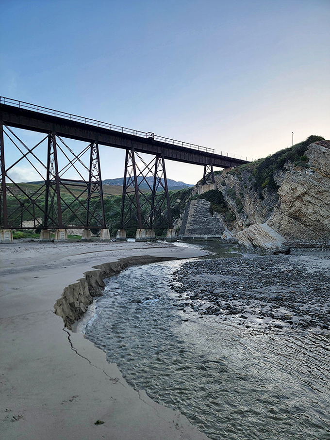 That historic trestle bridges past and present, literally and figuratively, while you stand below contemplating California's transportation heritage.