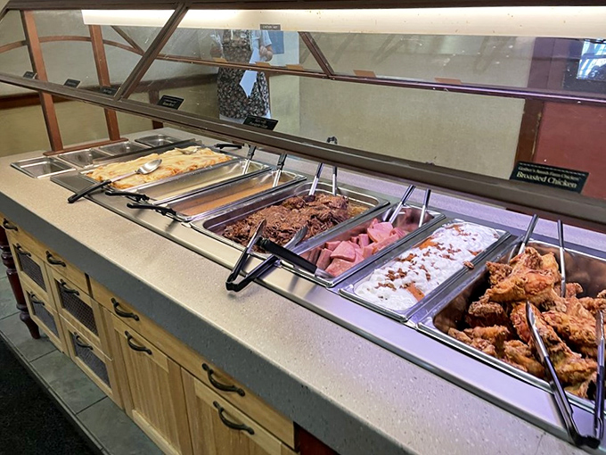 The buffet line&mdash;where dreams are made and diets go to die. Each steam tray promises a different journey into Amish culinary tradition.