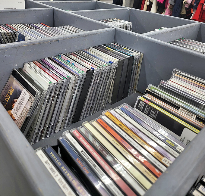 Music in physical form! These CD bins are time capsules of teenage road trips and first dances, waiting for their encore performance.