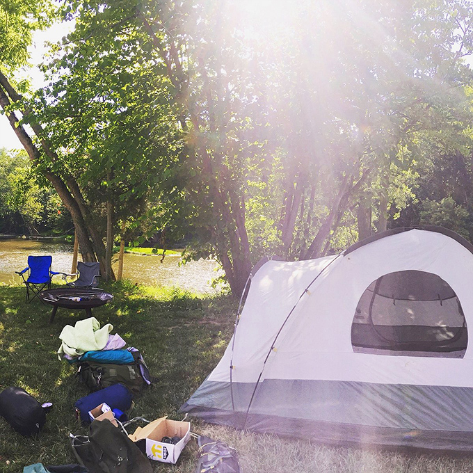 Riverside camping in Tipp City &ndash; where "room service" means the gentle sound of flowing water and "luxury amenities" include million-star night skies.
