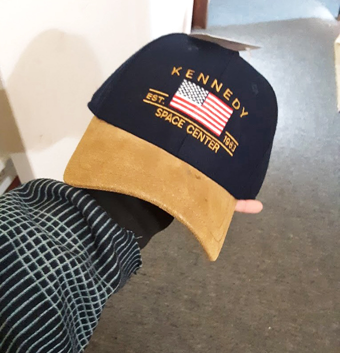 A Kennedy Space Center cap sits ready to launch someone's retro style into stellar territory.