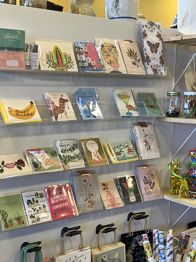 Artisanal greeting cards arranged with the precision of a gallery exhibition. In the age of texts, these paper treasures feel revolutionary.