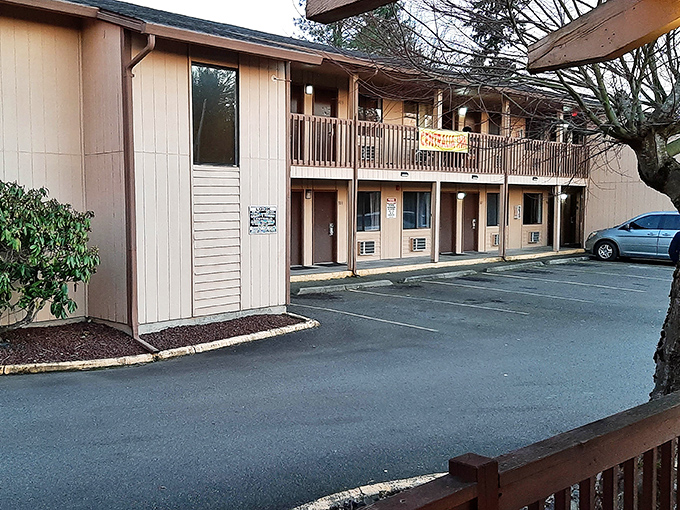 Budget-friendly accommodations like this motel represent the practical side of Centralia's retirement appeal—places where your housing dollar stretches further than yoga pants after Thanksgiving dinner.