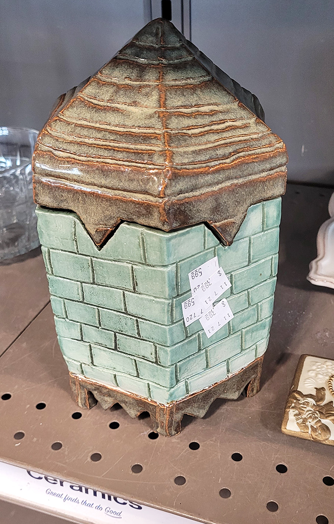 This whimsical ceramic piece brings character to any shelf. Quirky home decor that sparks conversation without the painful price tag of an art gallery.