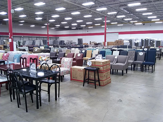 A sea of seating possibilities where every chair seems to say, "Try me, I might be your next favorite reading spot."