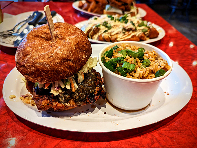 This isn't just a sandwich; it's an engineering marvel. The height-to-bite ratio defies physics while delivering maximum flavor in every mouthful.