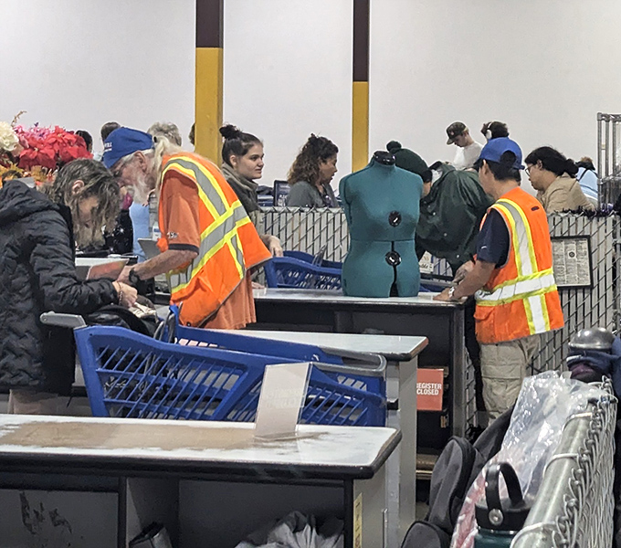 Where the magic happens&mdash;checkout stations staffed by orange-vested wizards who weigh your treasures and announce your shocking total.