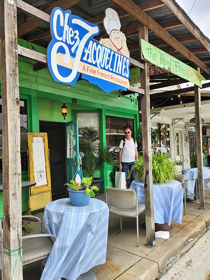 Chez Jacqueline's vibrant exterior promises "The Real French Cooking" – a bold claim that generations of satisfied diners confirm is no exaggeration.