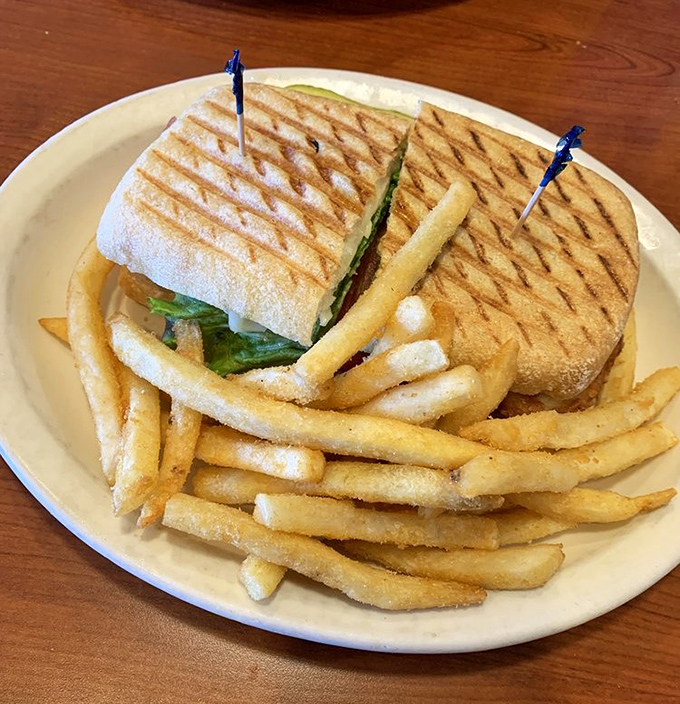 A panini pressed to perfection with crisp exterior and melty interior. The sandwich equivalent of a warm hug.