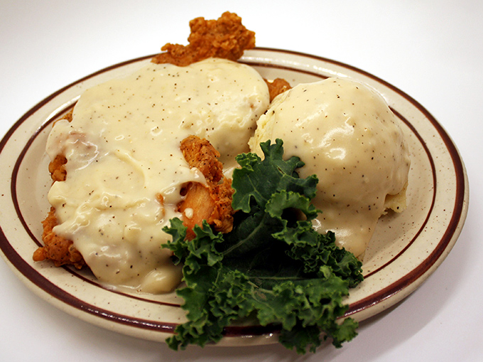 Chicken fried steak swimming in gravy&mdash;where Southern comfort meets Midwestern appetite. This isn't just a meal; it's a warm hug on a plate.