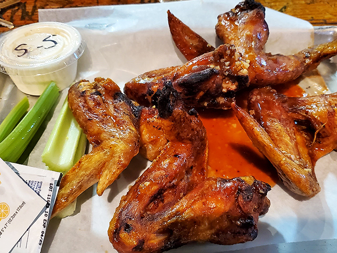 These wings aren't messing around&mdash;they've been through fire and emerged victorious. The celery sticks are just there to make you feel virtuous.