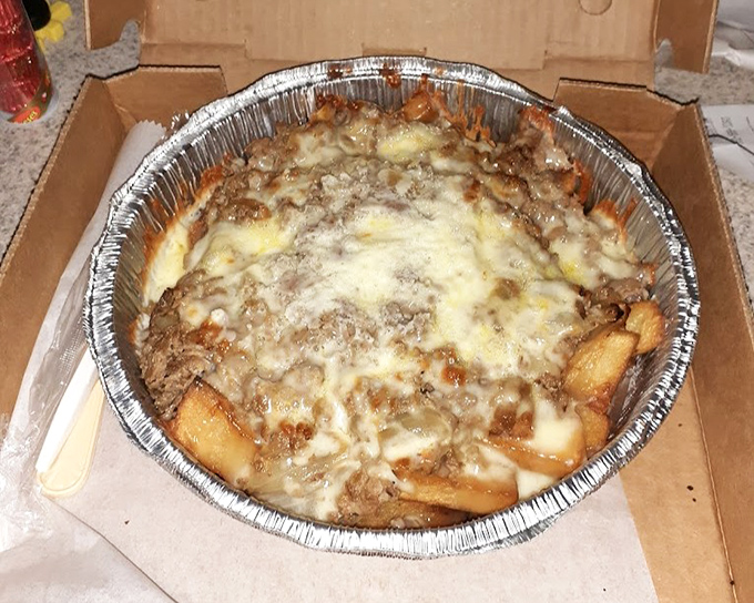 Chili cheese fries &ndash; where potatoes fulfill their destiny by becoming a molten landscape of meaty, cheesy magnificence.