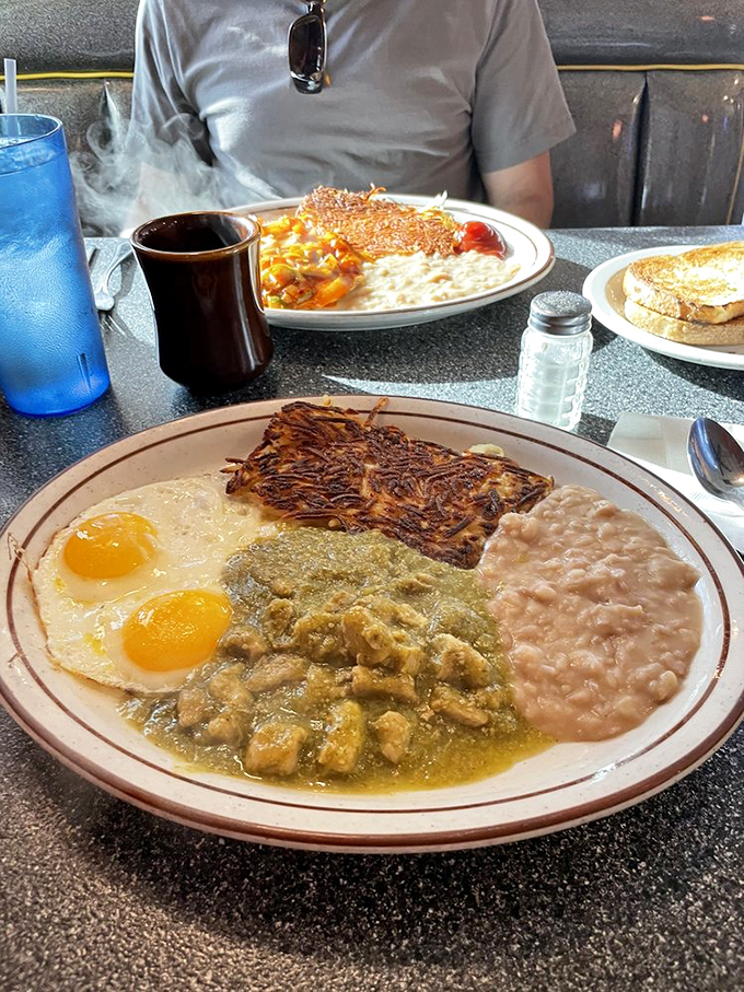Chili verde that doesn't mess around &ndash; this plate demonstrates why some Fresno locals measure time as "days since I last had Chubby's chili verde."