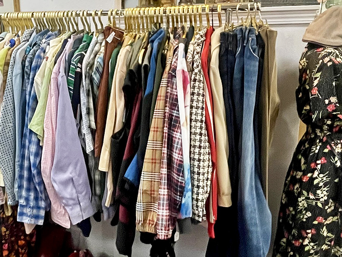 The clothing rack time machine: where today's "vintage-inspired" meets the actual vintage that inspired it. Those patterns weren't ironic the first time around.