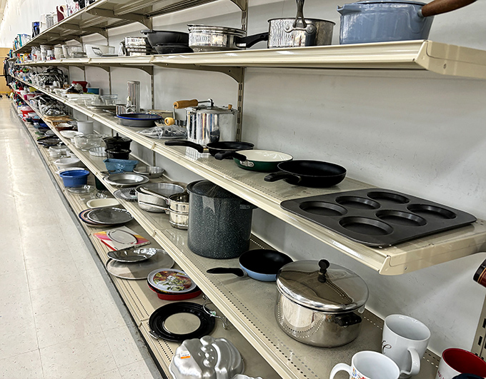 Cast iron pans with decades of seasoning, muffin tins waiting for their next batch&mdash;this cookware aisle is a chef's archaeological dig.