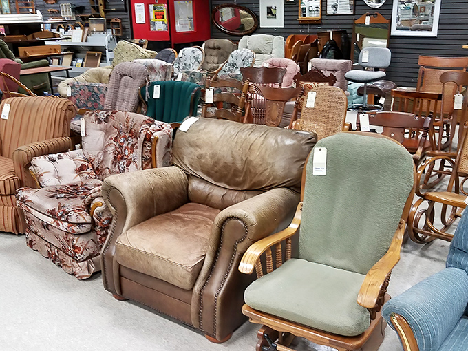 The furniture section resembles a living room time machine &ndash; from grandma's floral sofa to that leather recliner your dad swore by.