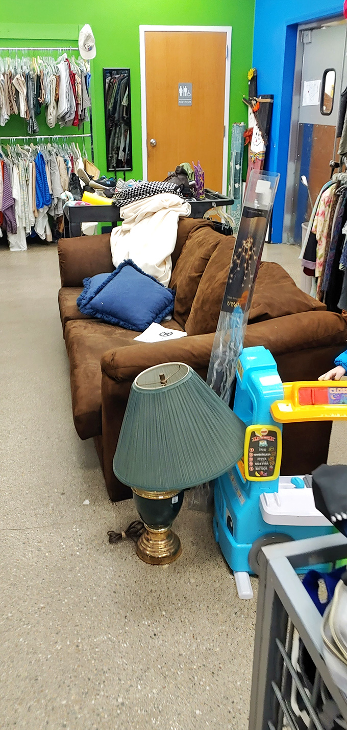 The furniture testing grounds. That brown sofa has stories to tell, but is waiting to be part of your next chapter of Netflix marathons.